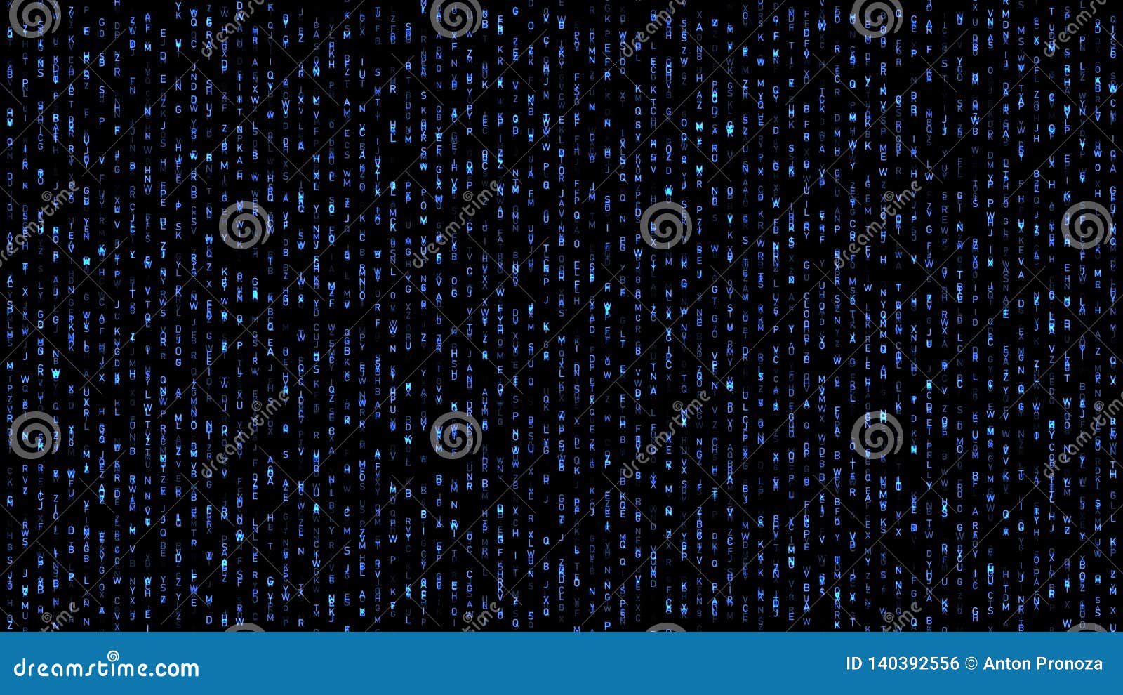 Abstract Binary Matrix Falling Alphabet Blue Stock Illustration ...