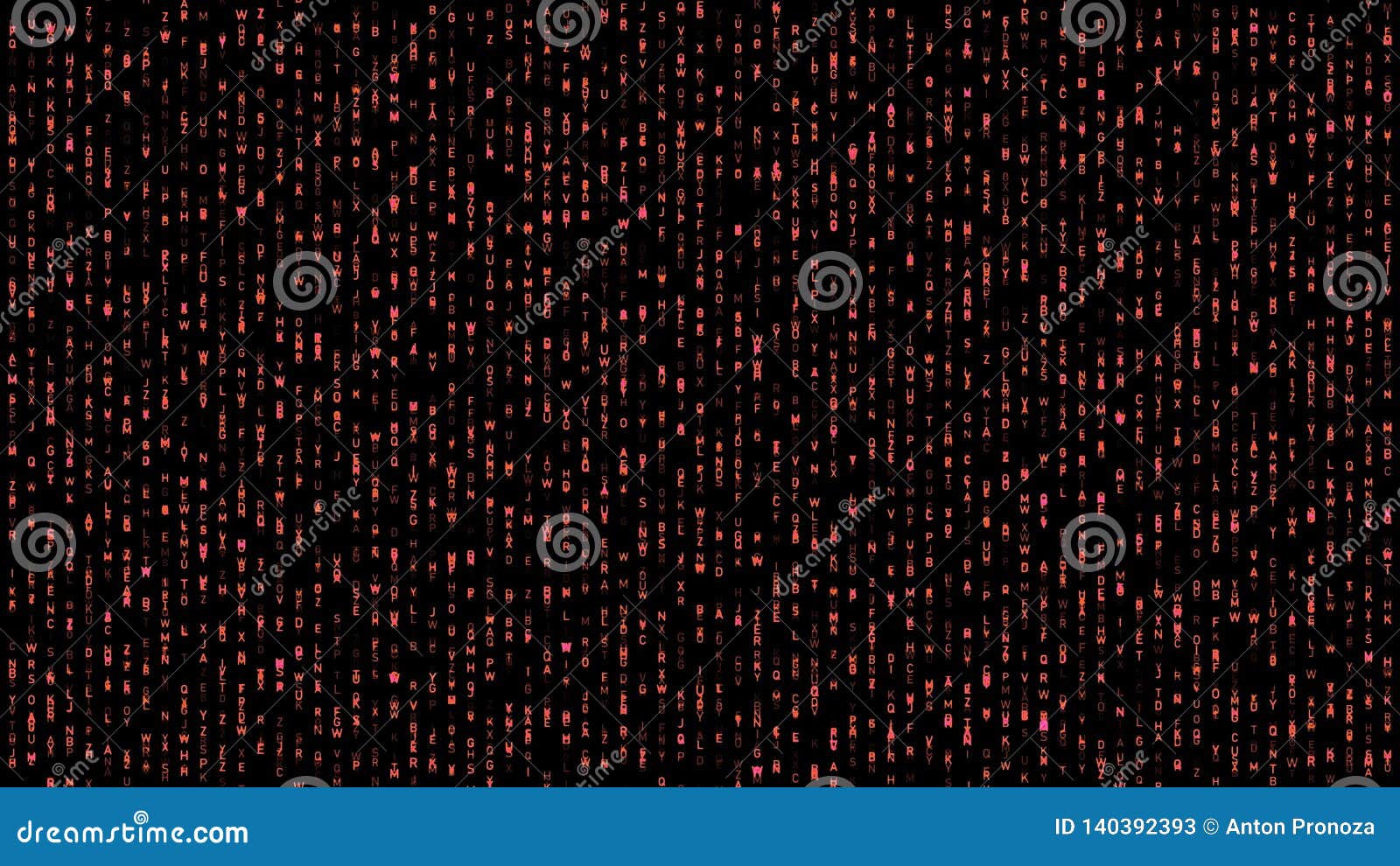 Abstract Binary Matrix Falling Alphabet Red Stock Illustration ...