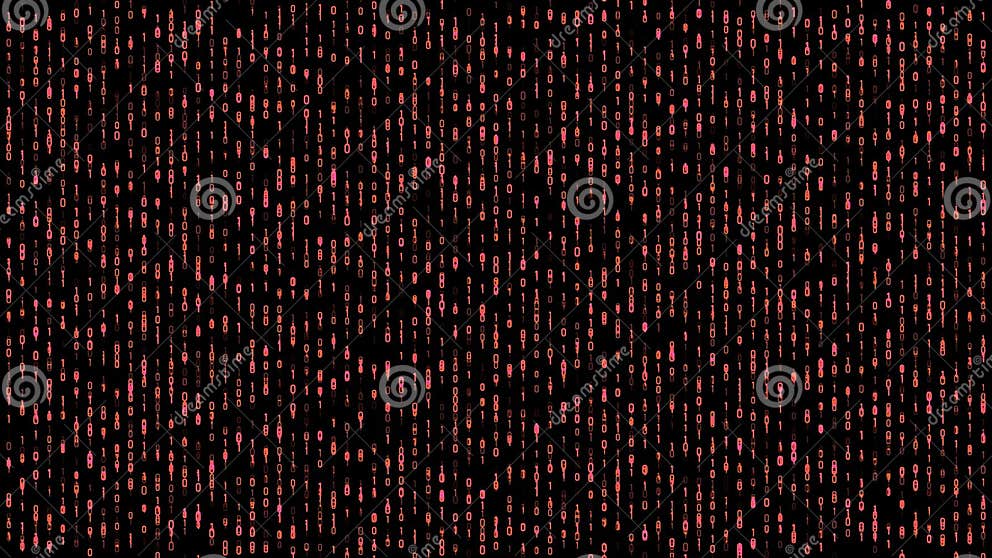 Abstract Binary Matrix Falling Code Red Stock Illustration ...