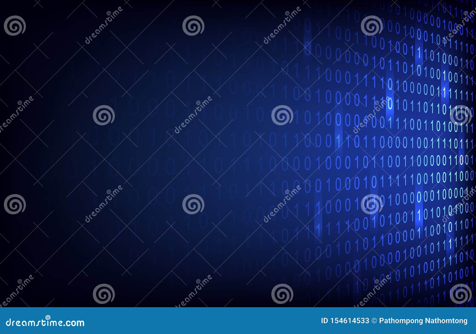 Binary Number Background. Yellow Tech Banner. Cartoon Vector ...