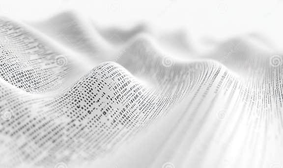 Abstract Binary Waves on a White Surface Representing a Futuristic ...