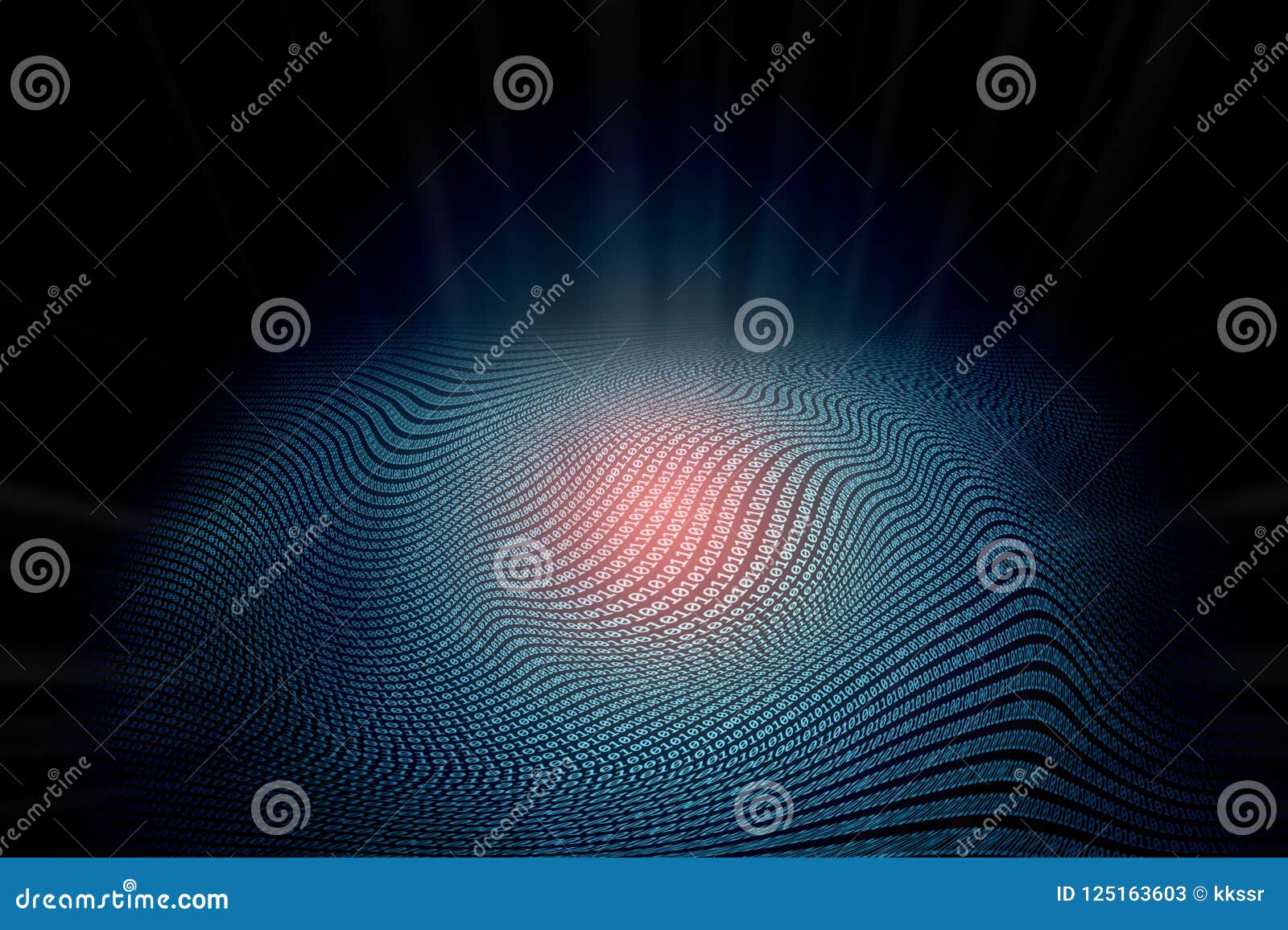 Abstract Binary Zero One Code Text In Wave Format With Power Energy In Glow Red Color At Center