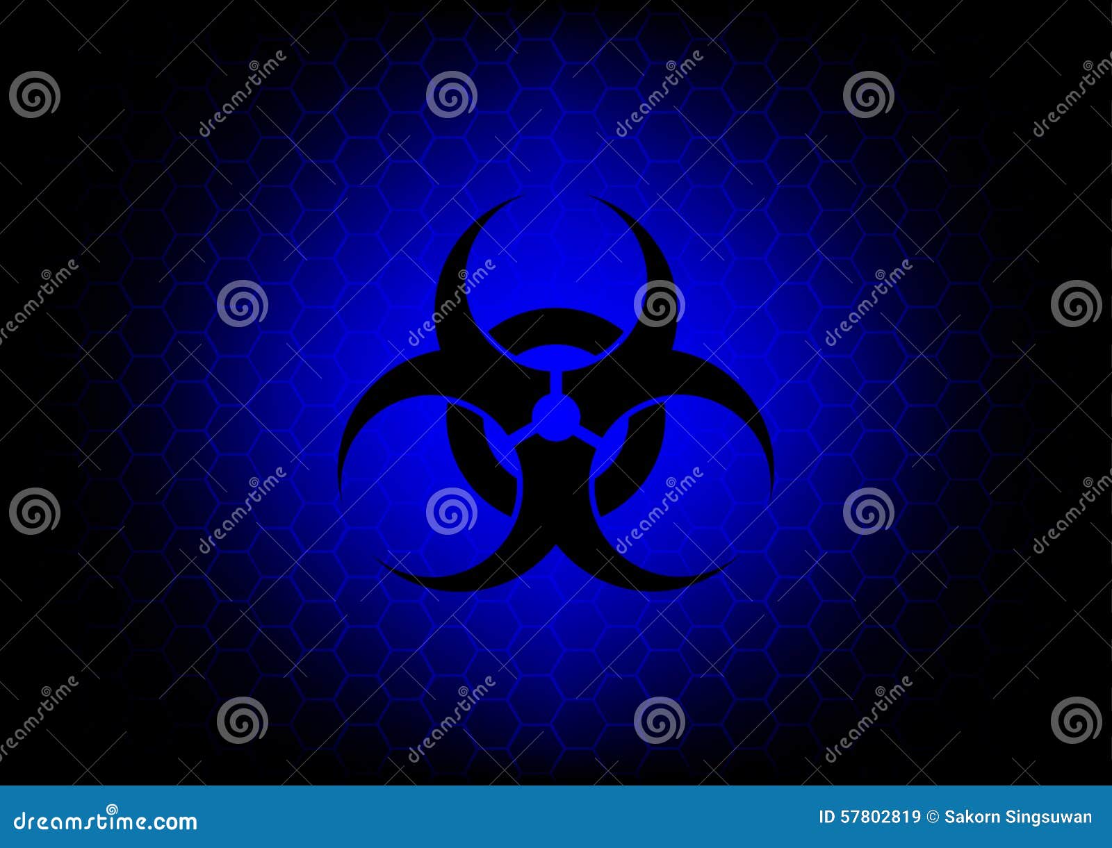 Abstract Biohazard Symbol With Hexagon Pattern On Dark Red Background ...