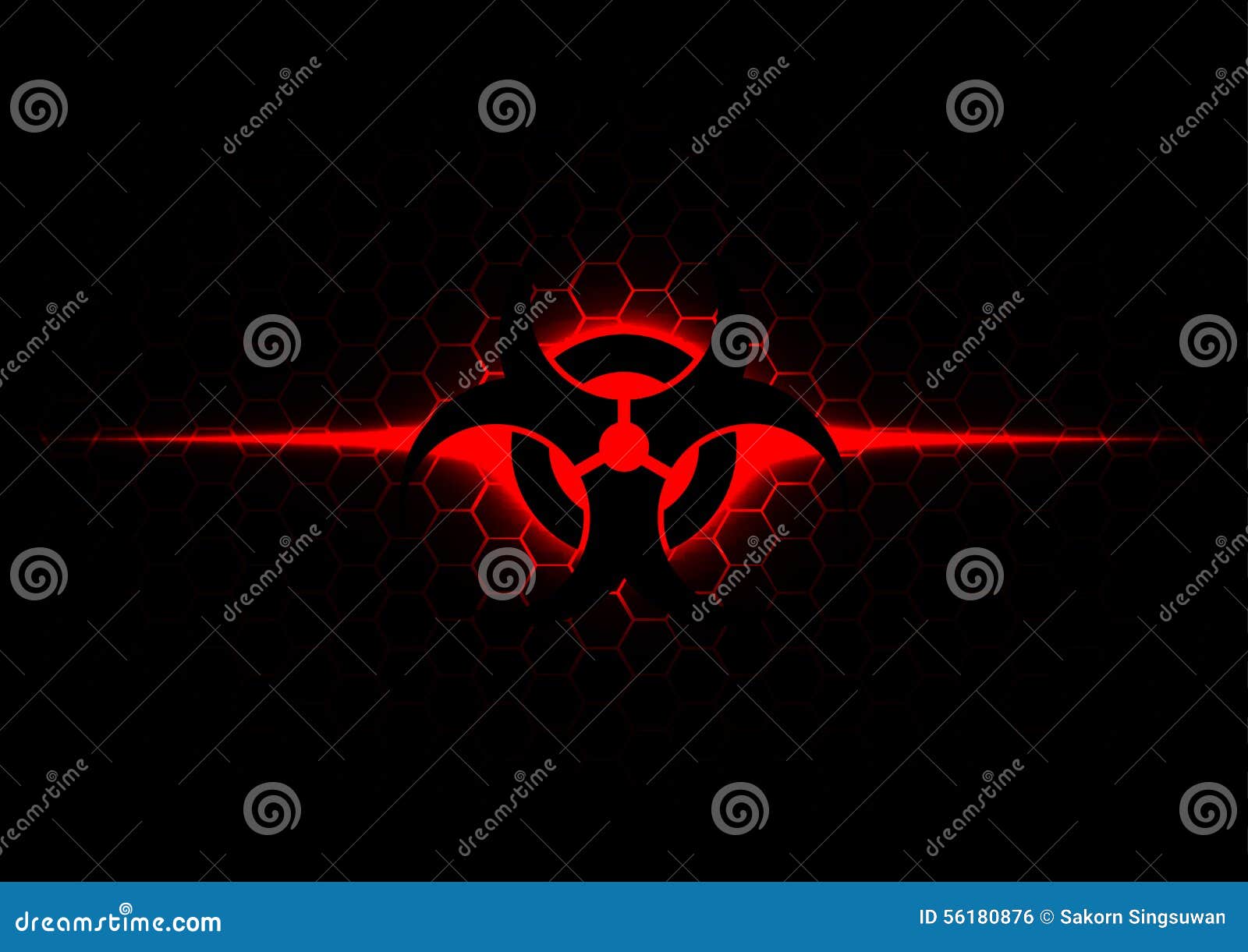 Abstract Biohazard Symbol with Hexagon Pattern on Dark Red Background ...