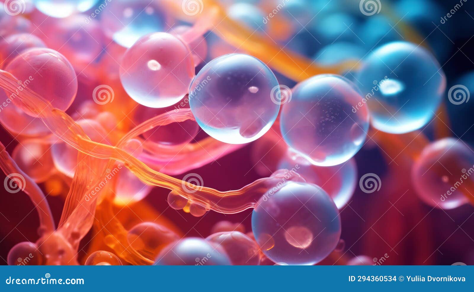 Abstract Biology. Microscopy of Colorful Organic Structures ...