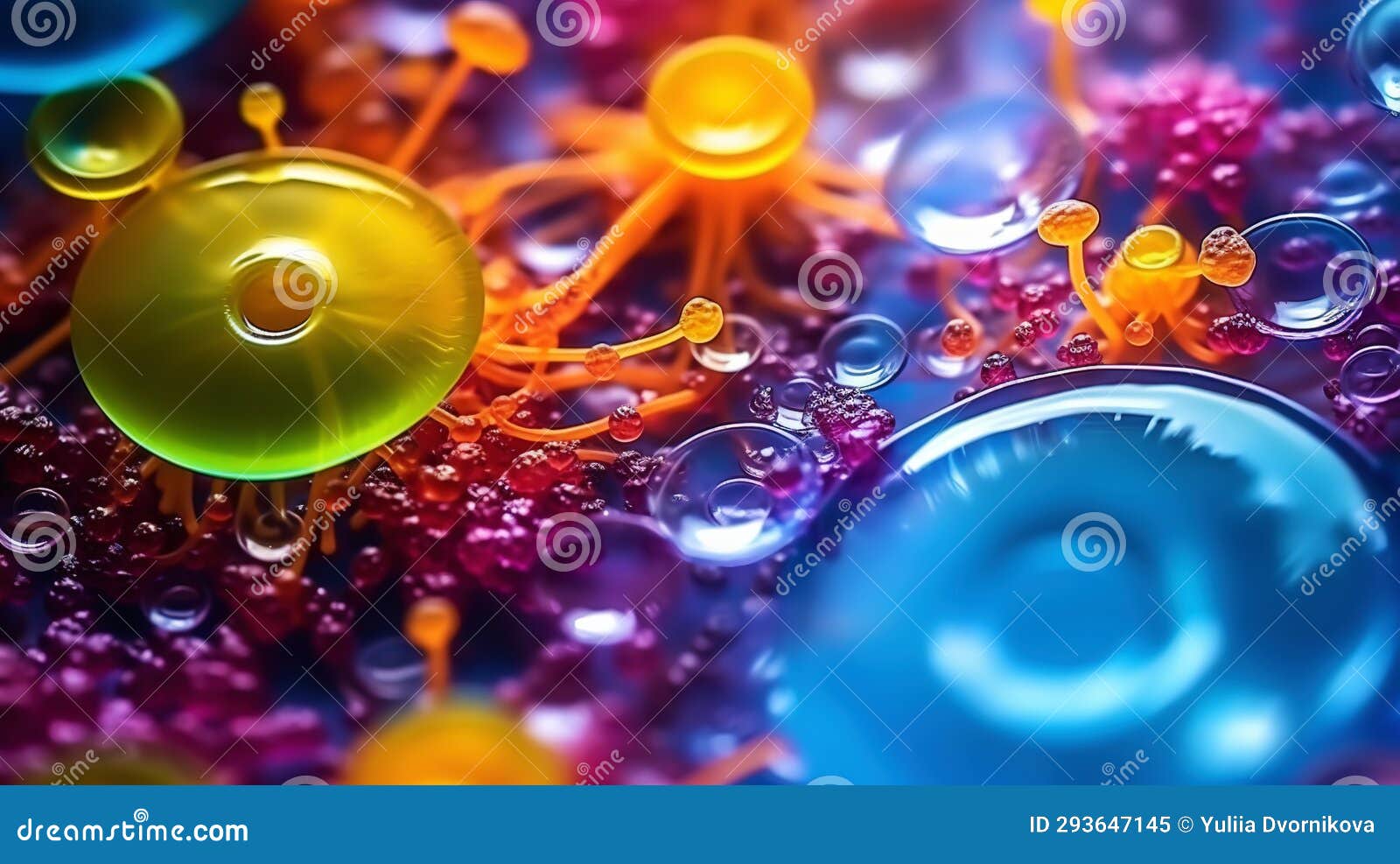 Abstract Biology. Microscopy of Colorful Organic Structures ...