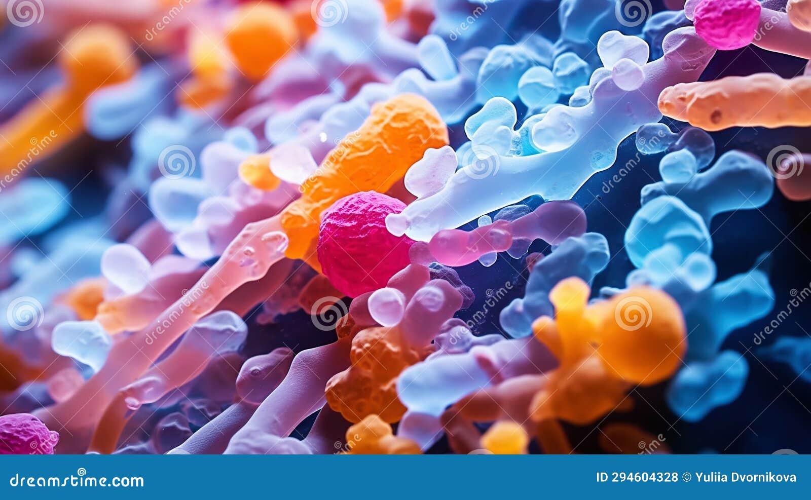 Abstract Biology. Microscopy of Colorful Organic Structures ...