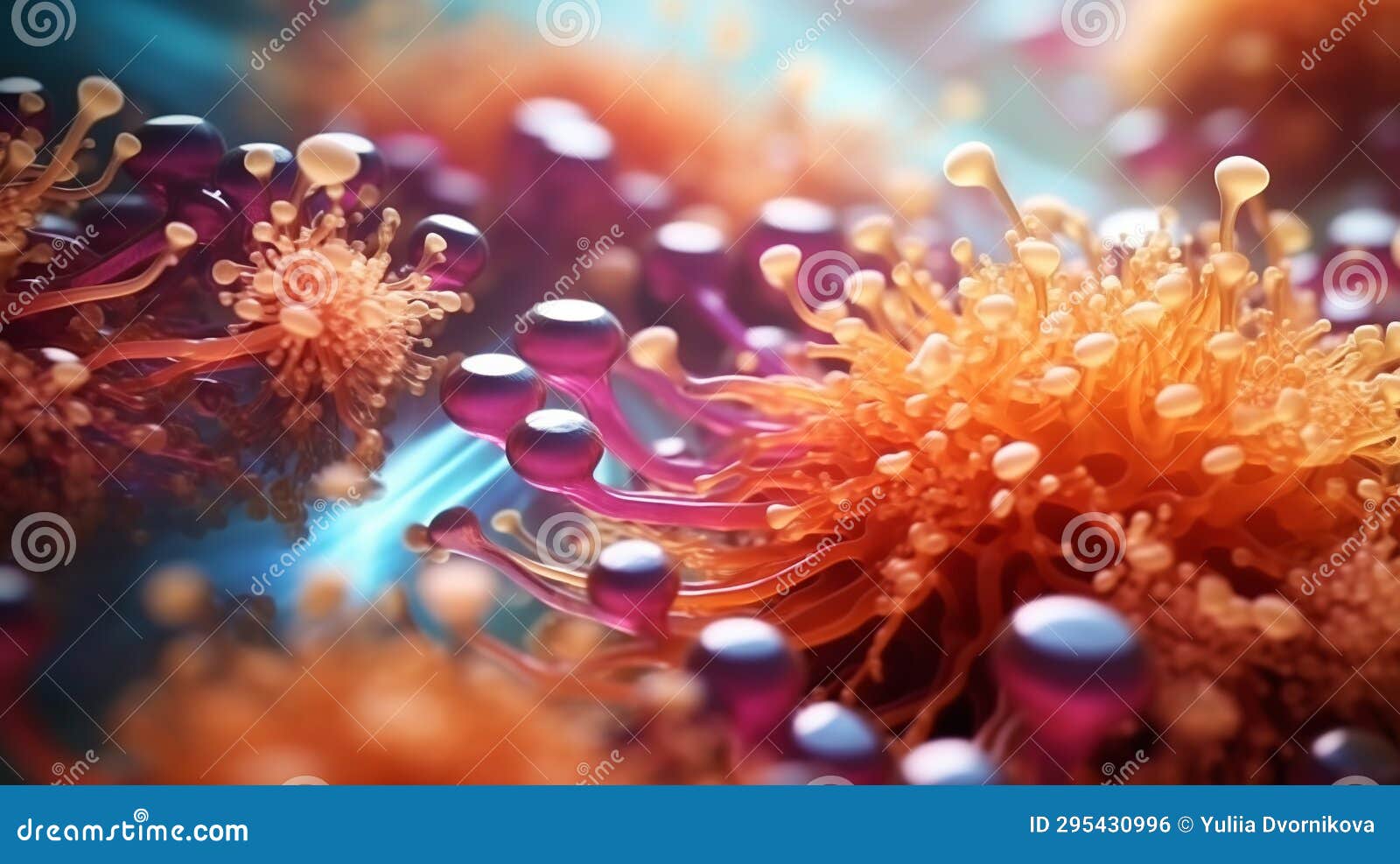 Abstract Biology. Microscopy of Colorful Organic Structures ...