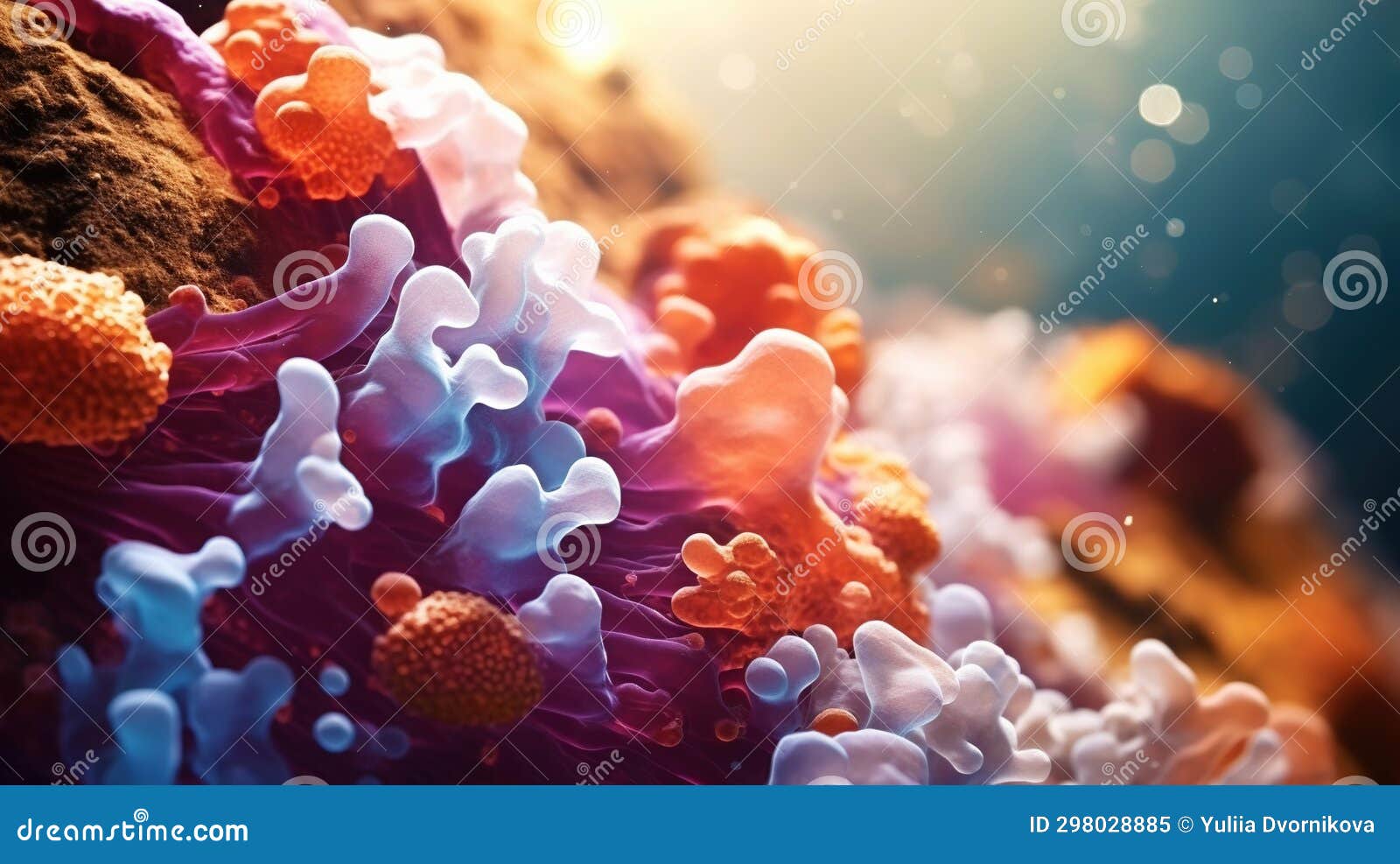 Abstract Biology. Microscopy of Colorful Organic Structures ...