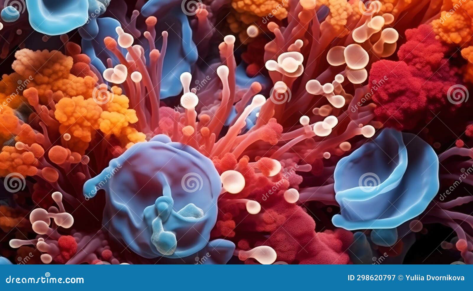 Abstract Biology. Microscopy of Colorful Organic Structures ...