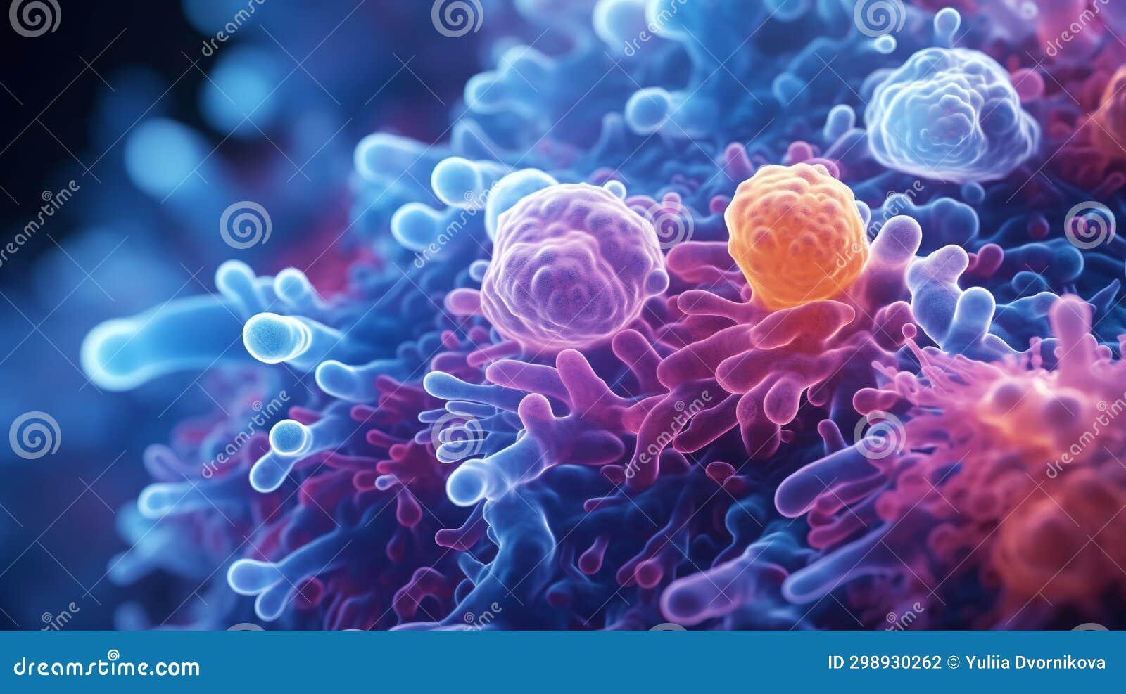 Abstract Biology. Microscopy of Colorful Organic Structures ...