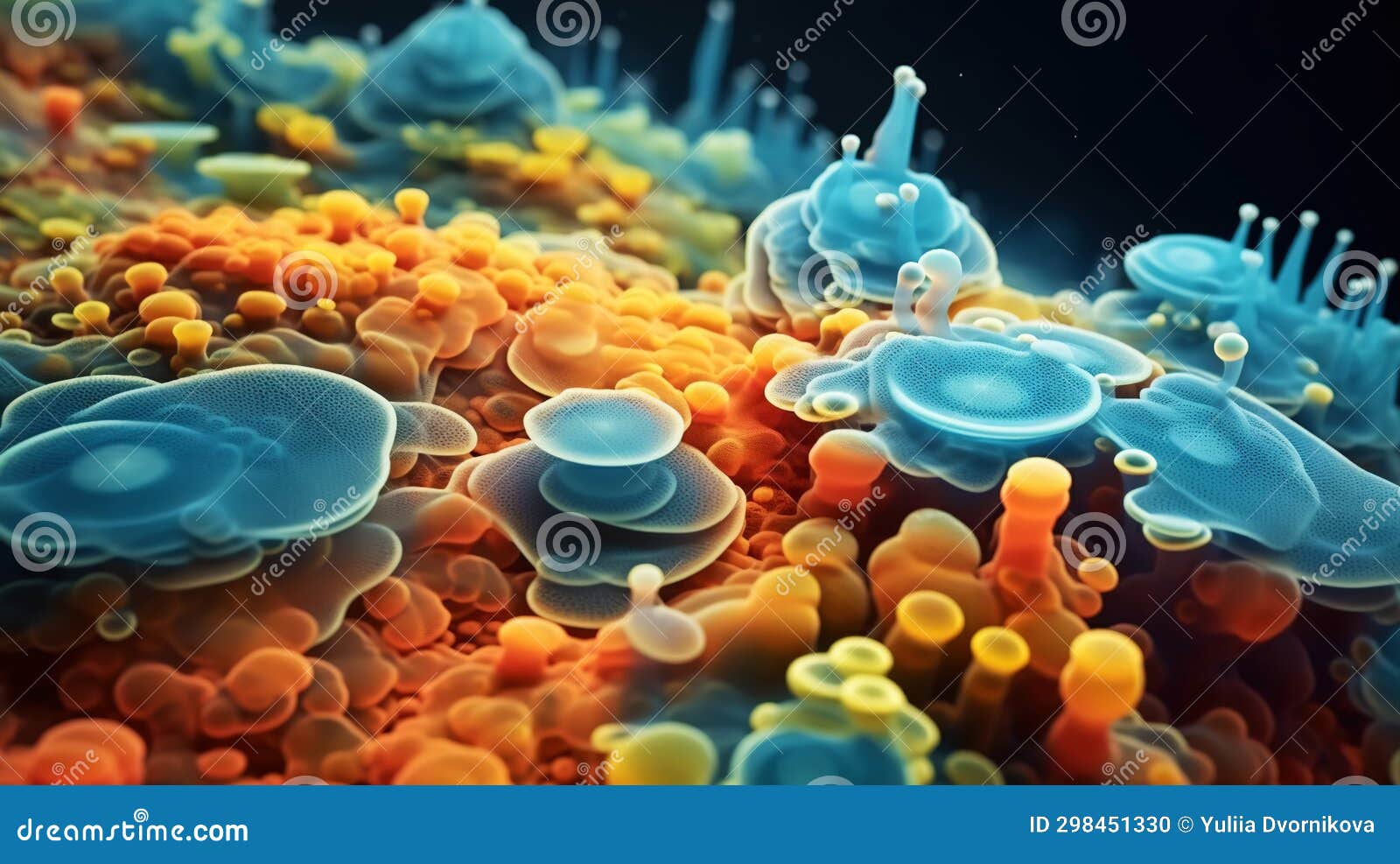 Abstract Biology. Microscopy of Colorful Organic Structures ...