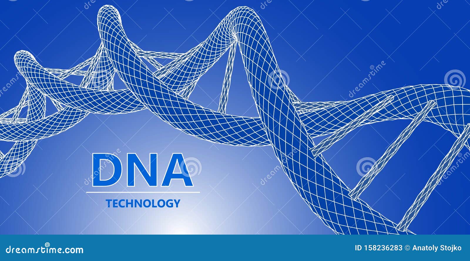 Abstract Biology Technology. Wireframe Structure DNA Grid Molecule ...