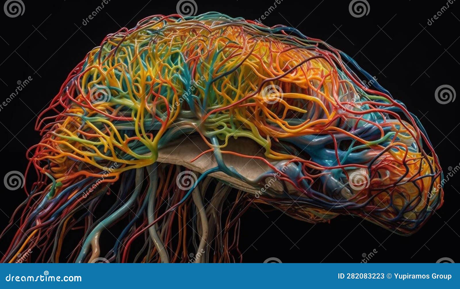 Abstract Biomedical Illustration of Human Nervous System and Brain ...