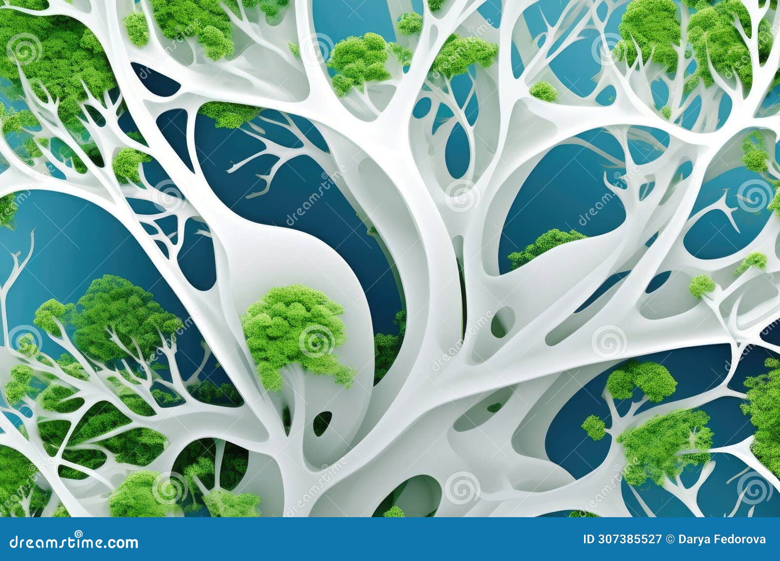 Abstract Biomimetic Pattern with Green Spherical Structures Stock Image ...