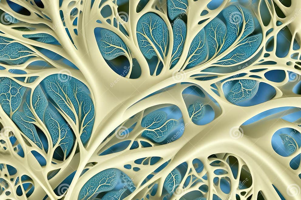 Abstract Biomimetic Pattern with Green Spherical Structures Stock Image ...