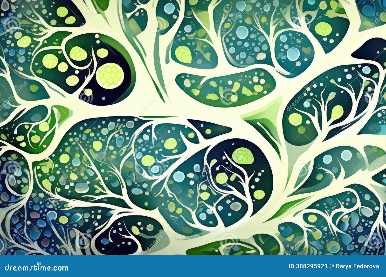 Abstract Biomimetic Pattern with Green Spherical Structures Stock Image ...