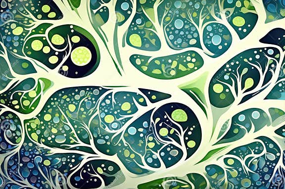 Abstract Biomimetic Pattern with Green Spherical Structures Stock Image ...