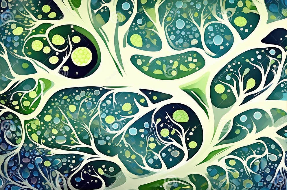 Abstract Biomimetic Pattern with Green Spherical Structures Stock Image ...