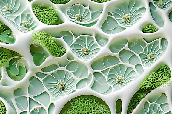 Abstract Biomimetic Pattern with Green Spherical Structures Stock Image ...