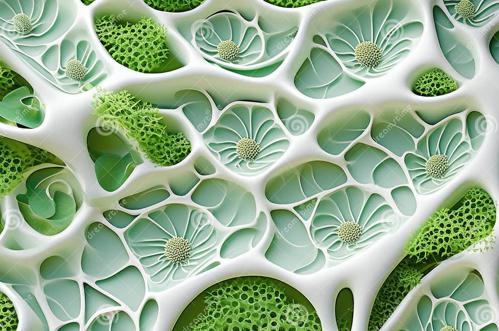 Abstract Biomimetic Pattern with Green Spherical Structures Stock Image ...
