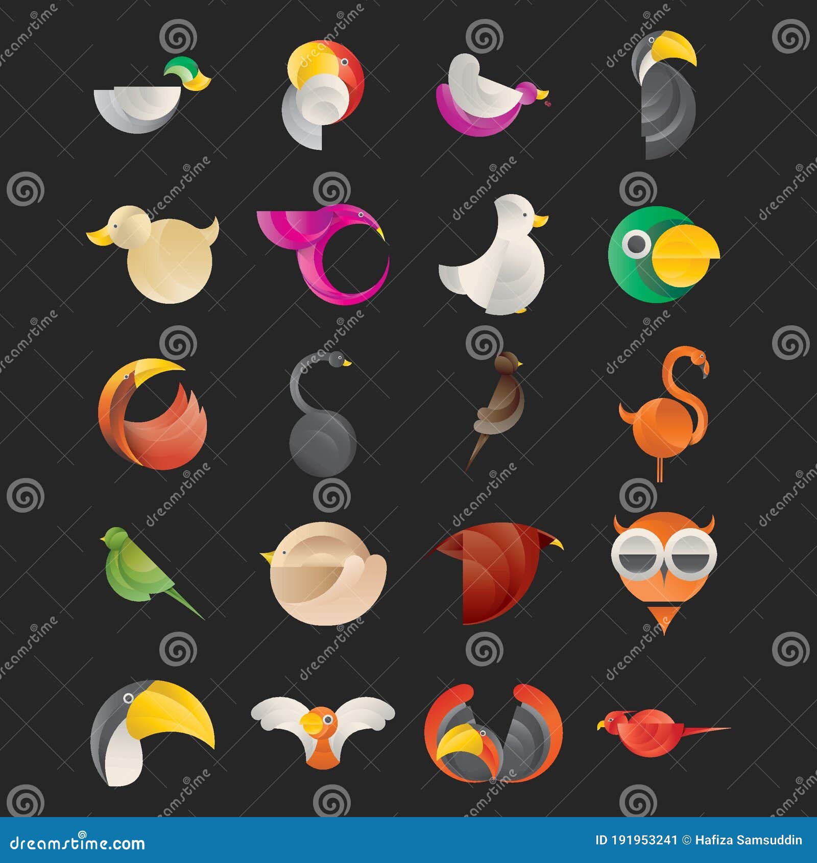 Abstract Birds Set. Vector Illustration Decorative Design Stock Vector ...