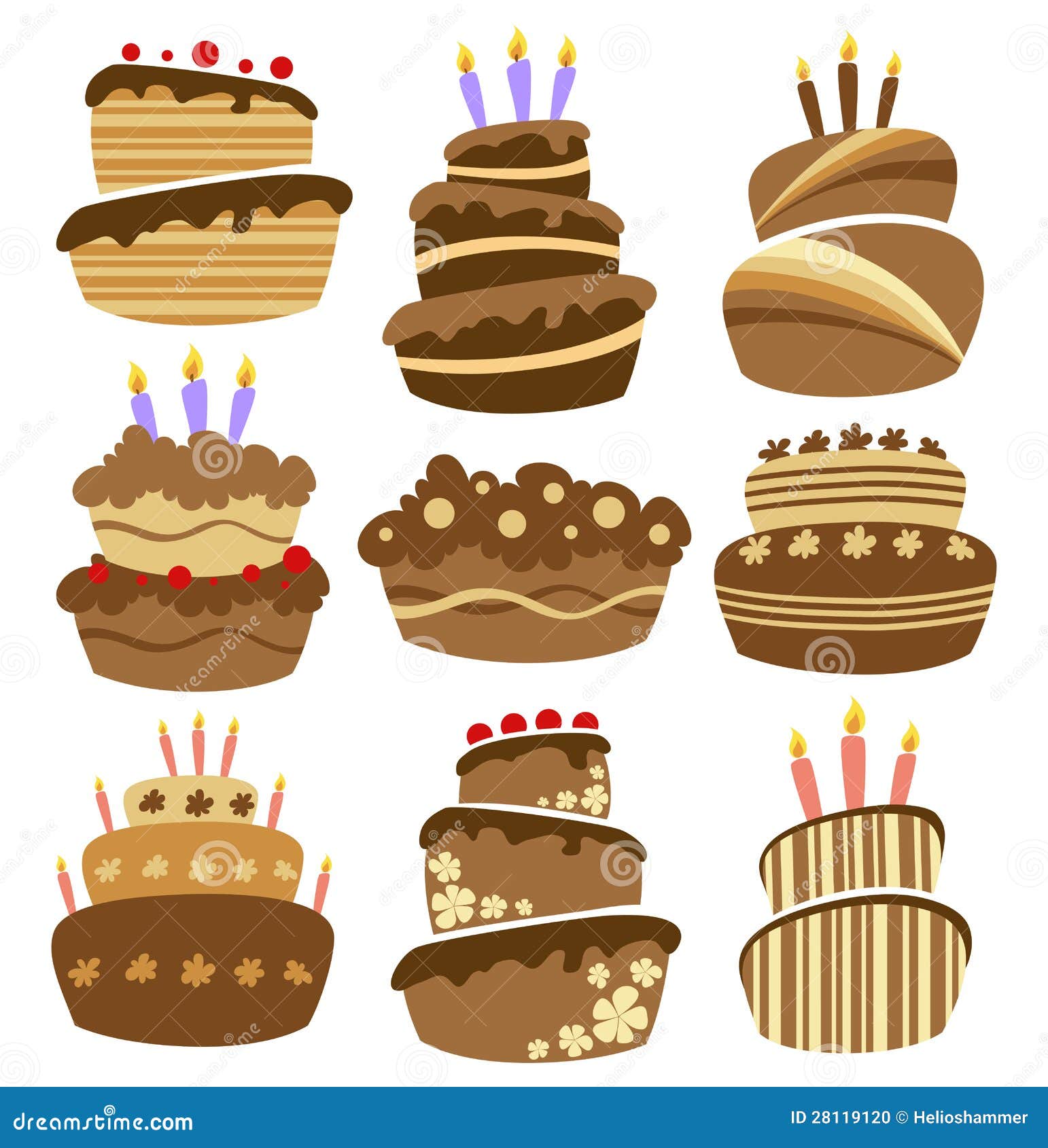 Abstract birthday cake set stock vector. Illustration of cream - 28119120