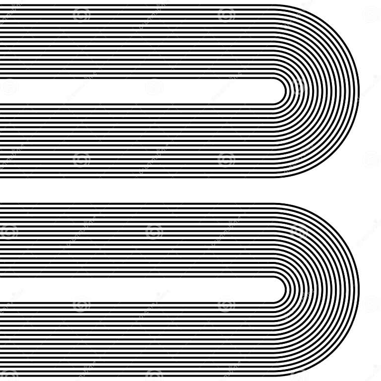 Abstract Black Arc Lines on White Background, Linear Swirls Path Vector ...