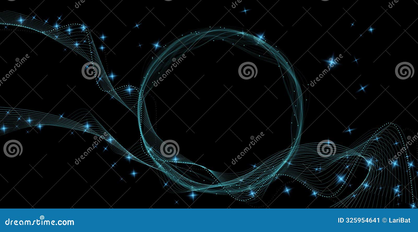 Abstract Black Background with Blue Light Trails and Sparkling Stars ...