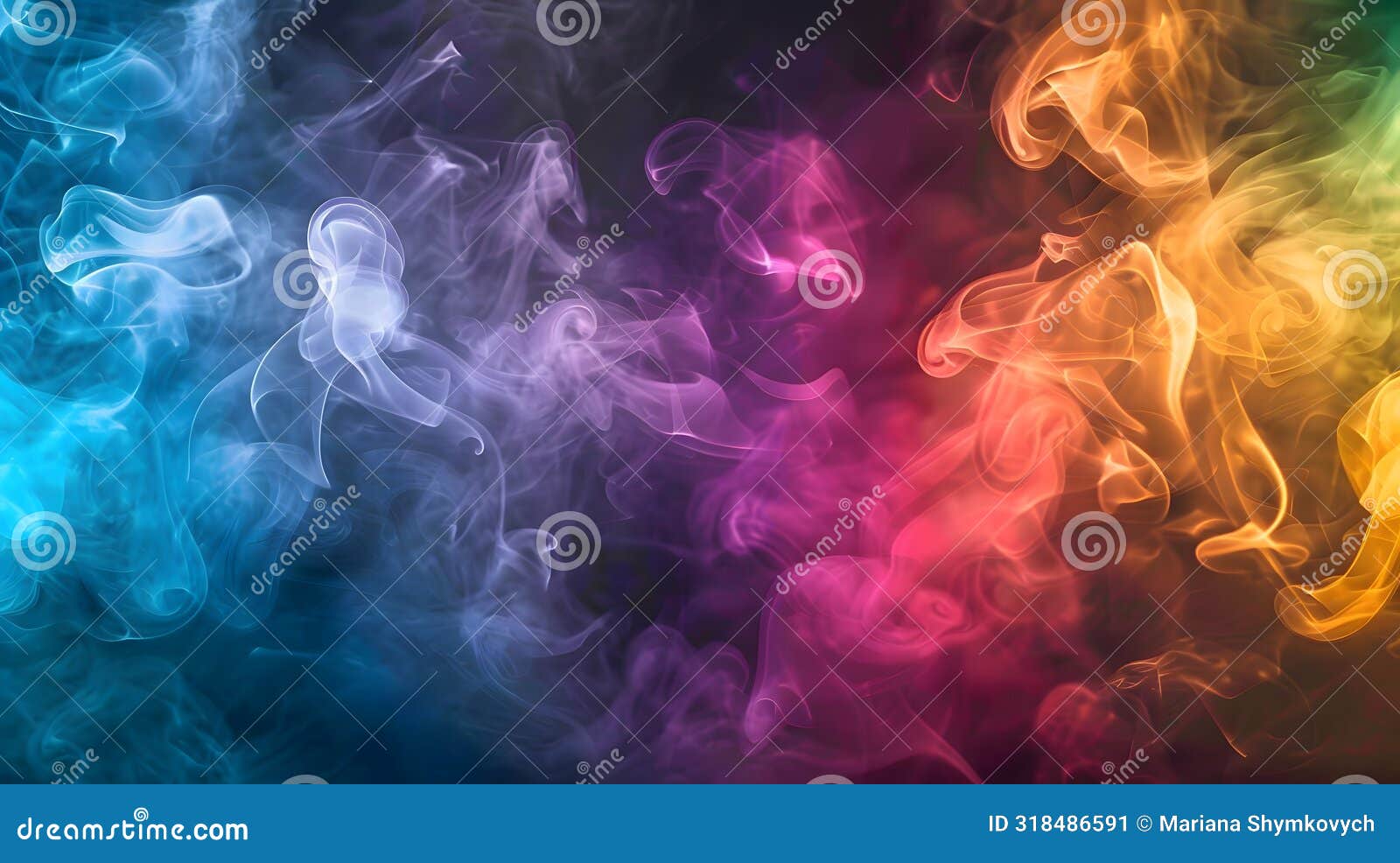 Abstract Black Background with Bright Colored Smoke. Stock Illustration ...