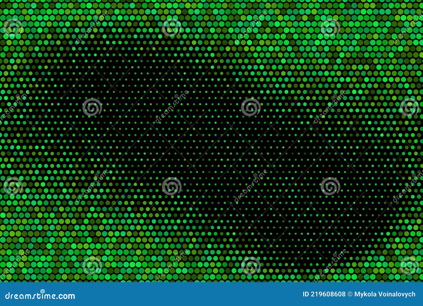 Abstract Black Background with a Combination Glowing Green Dots. Circle ...