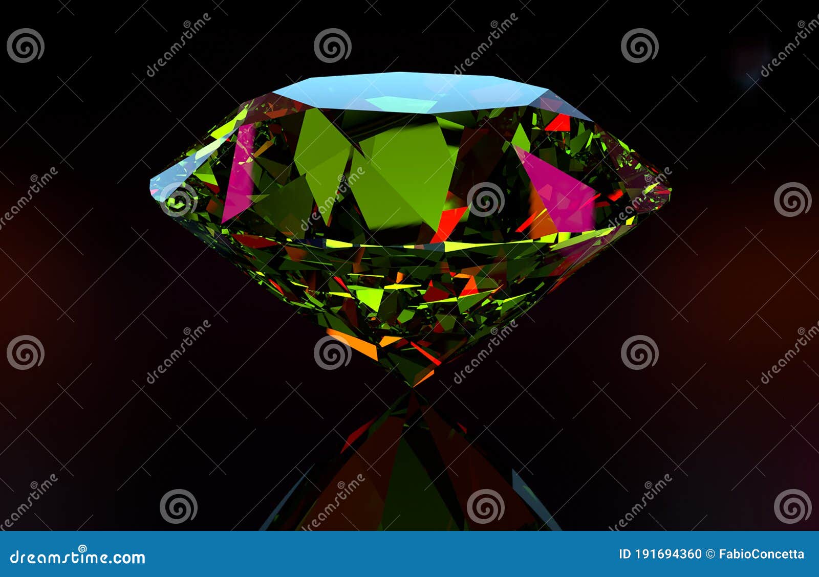 Abstract Black Background with a Diamond Gemstone of Various Colors ...