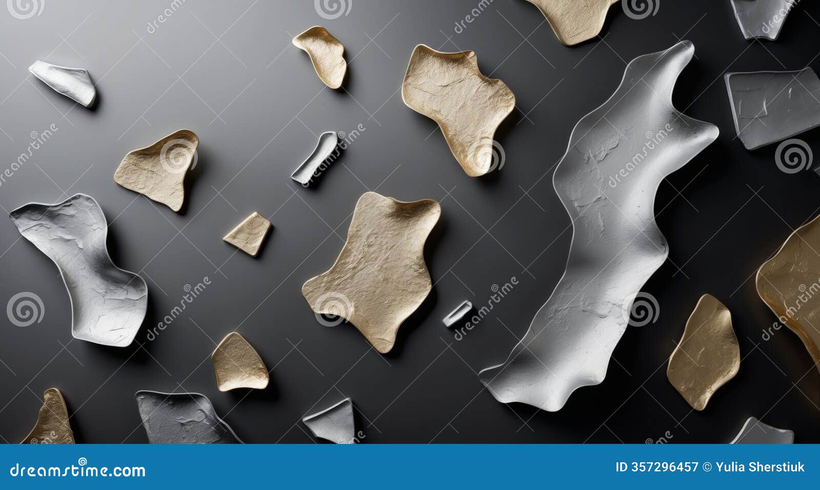 Abstract Black Background with Matte and Reflective Gold and Silver ...