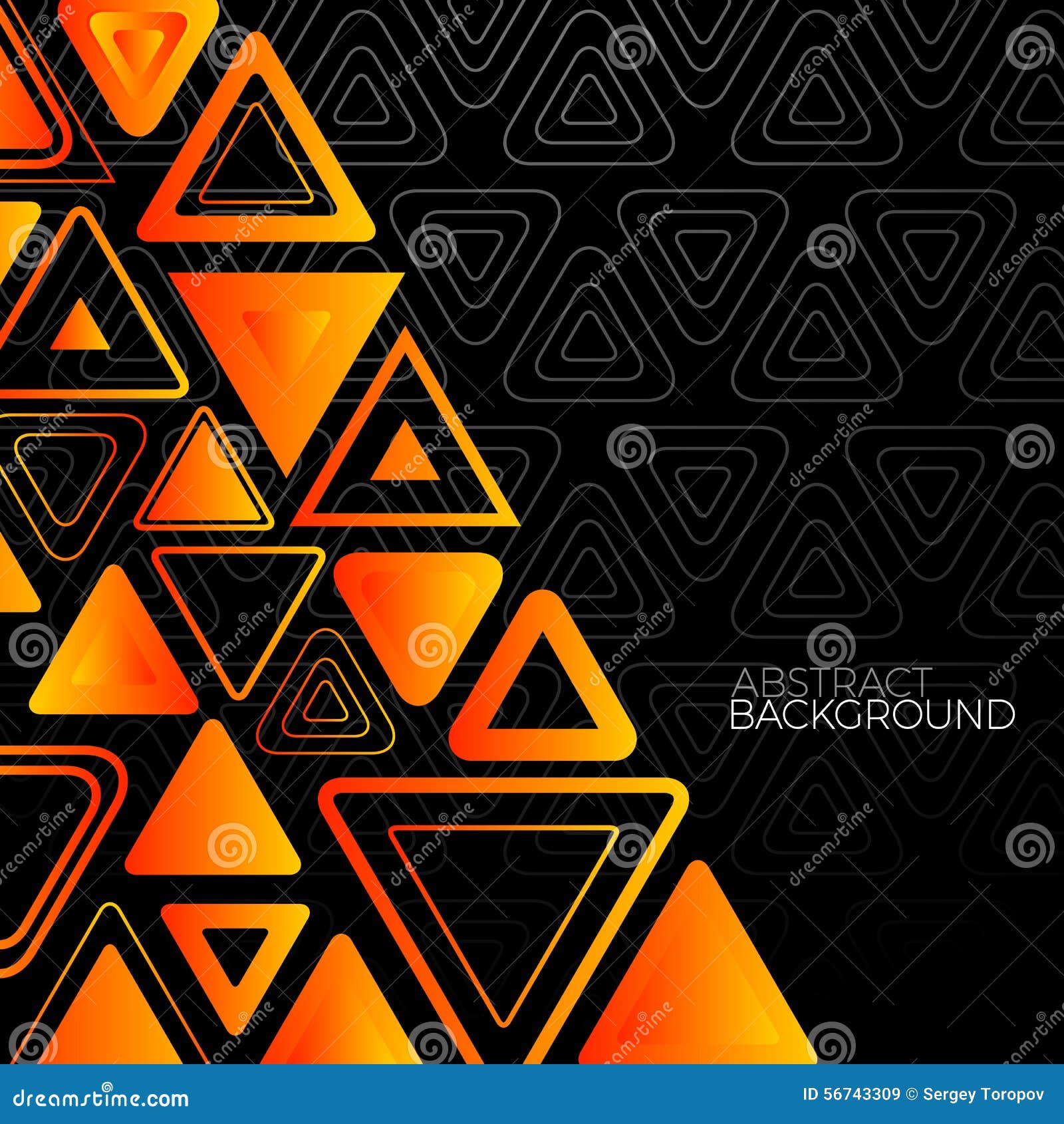 Abstract Black Background with Orange Triangles Stock Vector ...