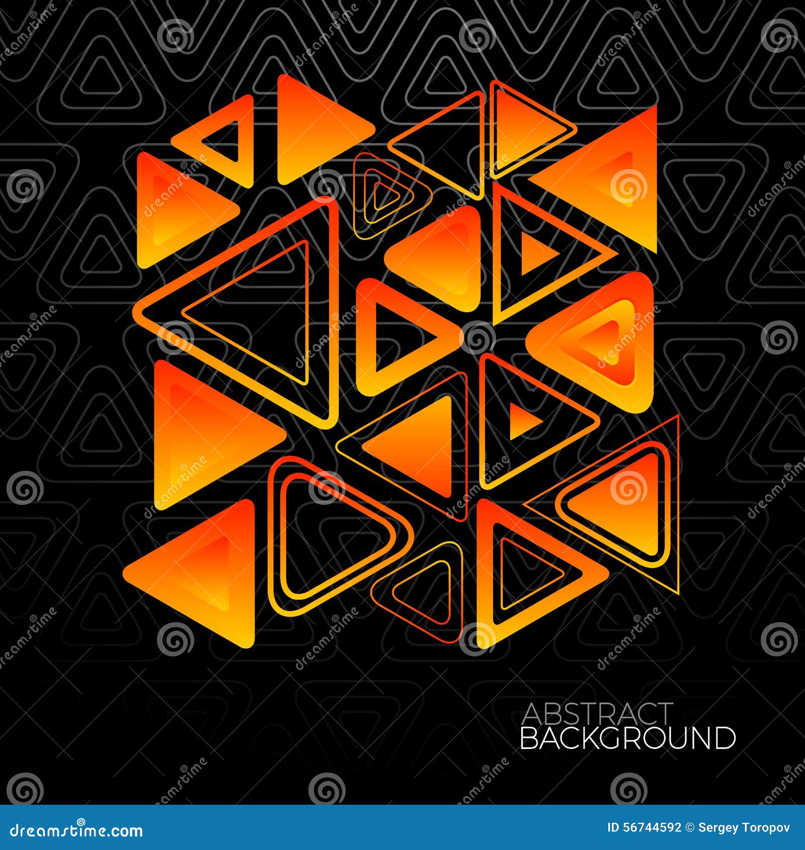Abstract Black Background with Orange Triangles Stock Vector - Illustration of futuristic ...