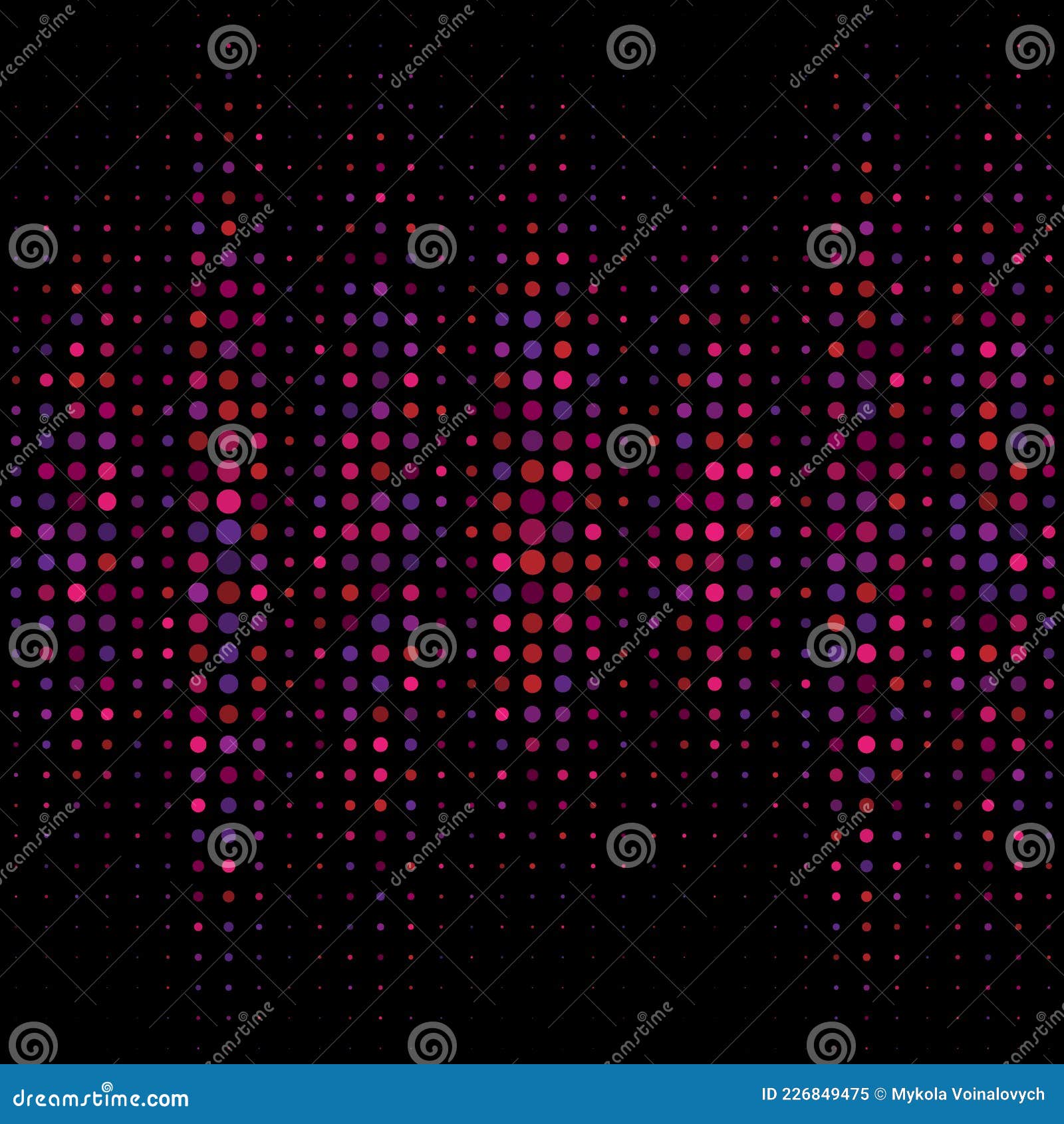 Abstract Black Background with Pink Dots. Halftone Effect, Vector ...