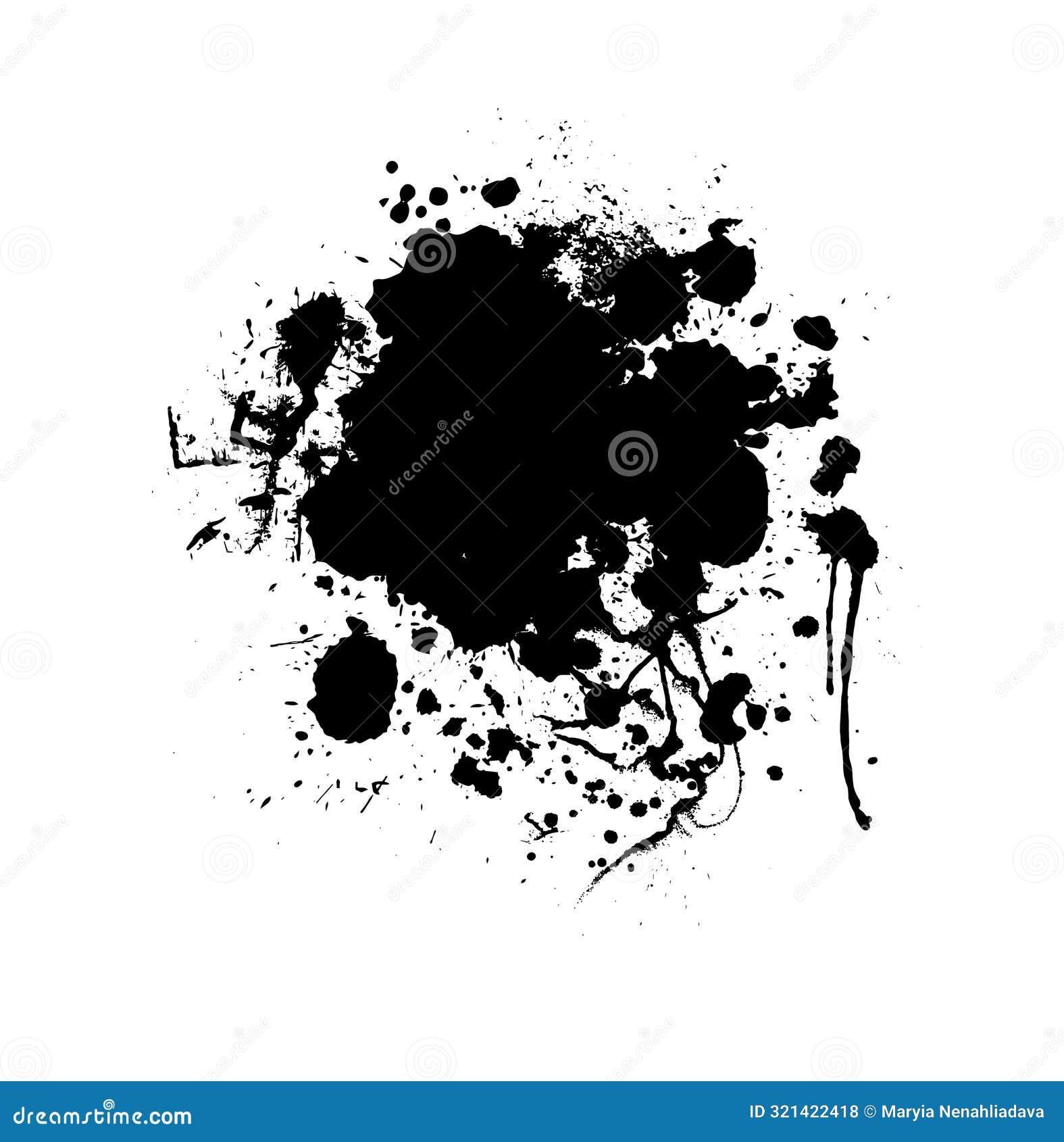 Abstract Black Blot Object. Hand Drawing. Not AI Stock Vector ...