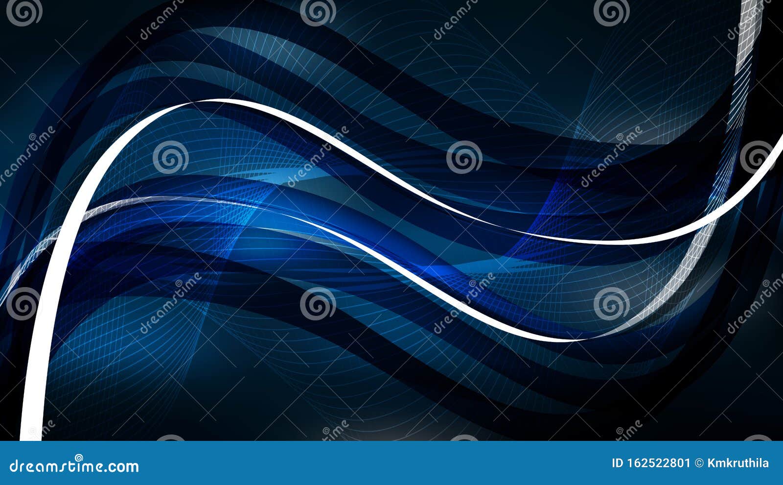 Abstract Black and Blue Flowing Curves Background Stock Vector ...
