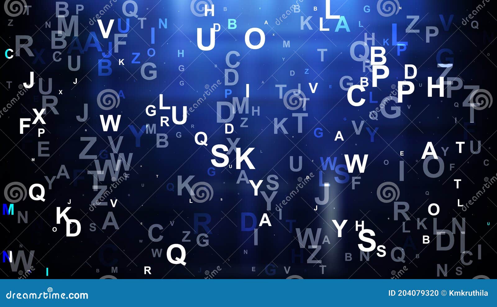 Abstract Black and Blue Random Alphabet Background Stock Illustration ...