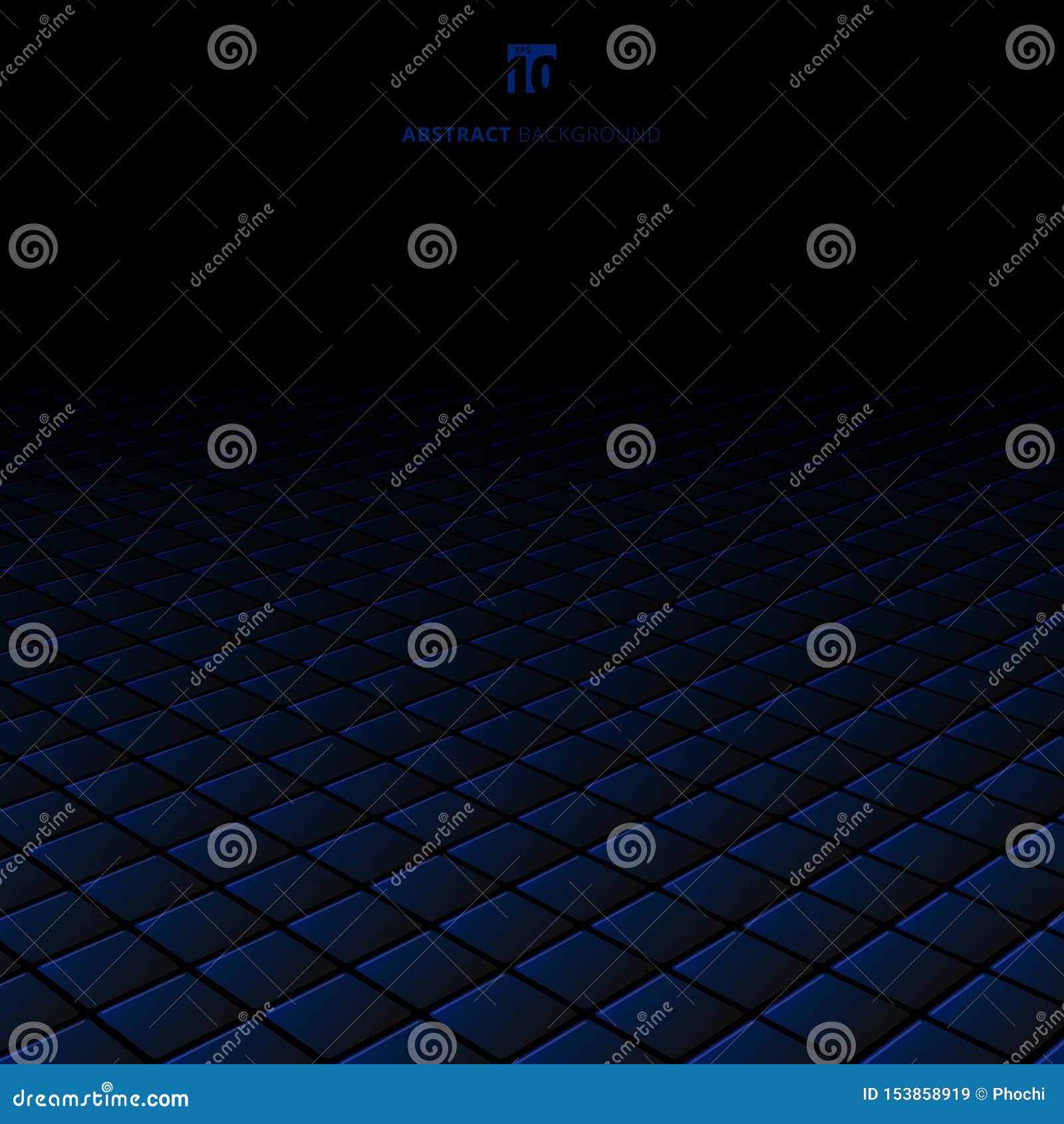 Abstract Black and Blue Square Pattern Perspective Background and ...