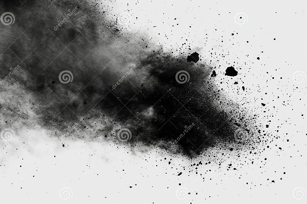 Abstract Black Cloud Exploding into Particles Symbolizing Chaos ...