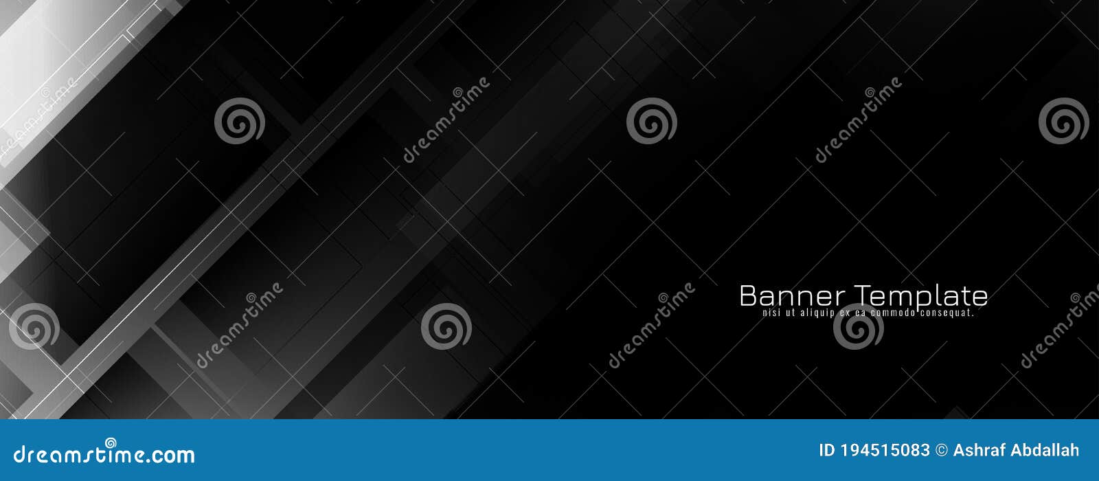 Abstract Black Color Geometric Banner Design Stock Vector ...