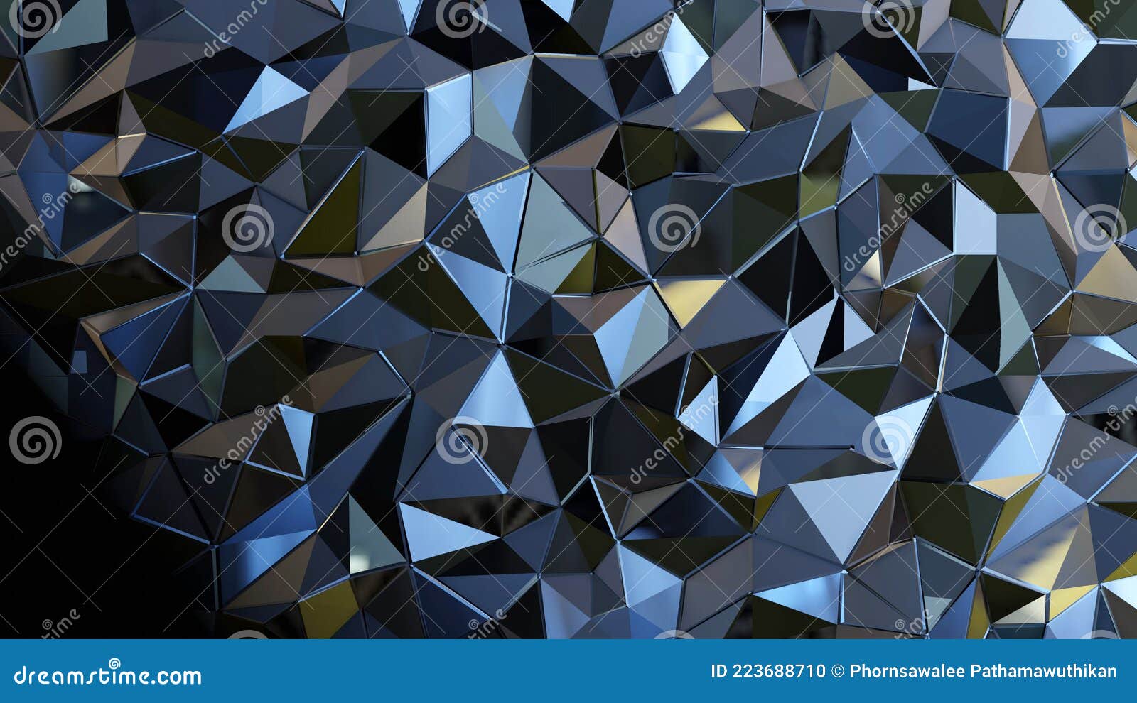 Abstract Black Color Polygon Background. Geometric Pattern 3d Rendering ...
