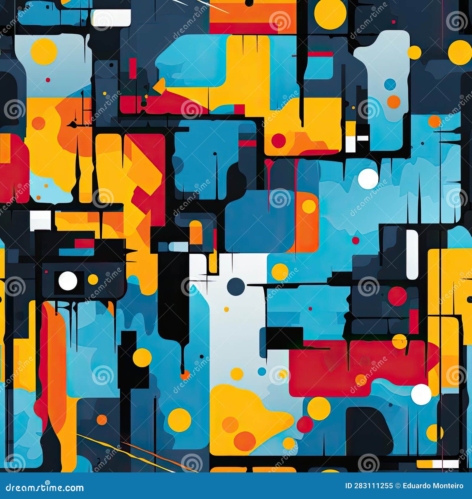 Abstract Black and Colorful Pattern with Modular, Funky Urban Graffiti ...