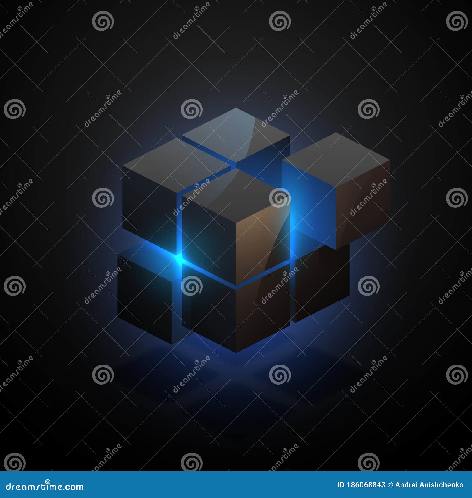 Black Cube Made From Cpus With White IOT Icons On Each Side Internet Of ...