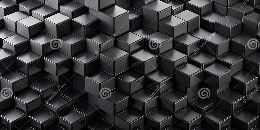 Abstract Black Cube Pattern, 3D Rendering, Geometric, Texture, Shapes ...