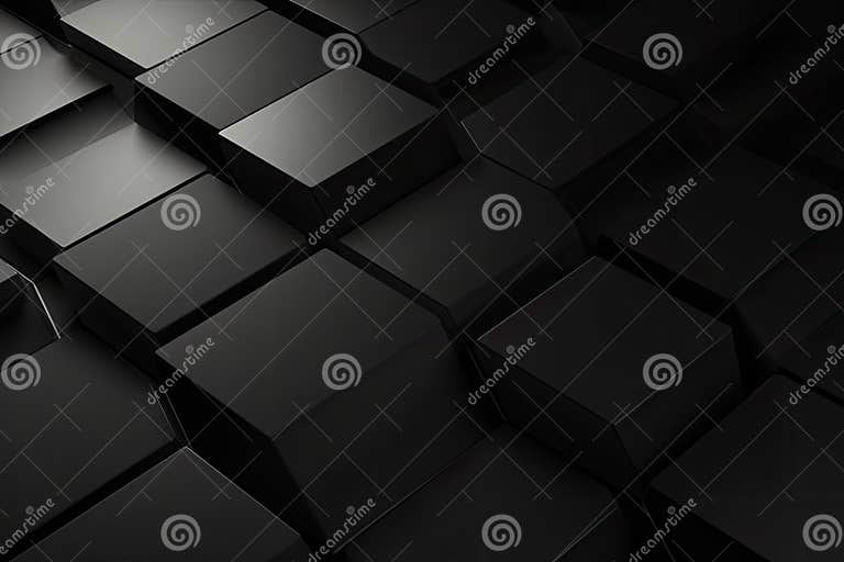 Abstract Black Cubes Pattern: a 3D Geometric Design Stock Illustration ...