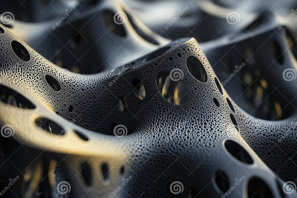 Abstract Black 3D Surface with Holes and Circular Patterns Stock Photo ...