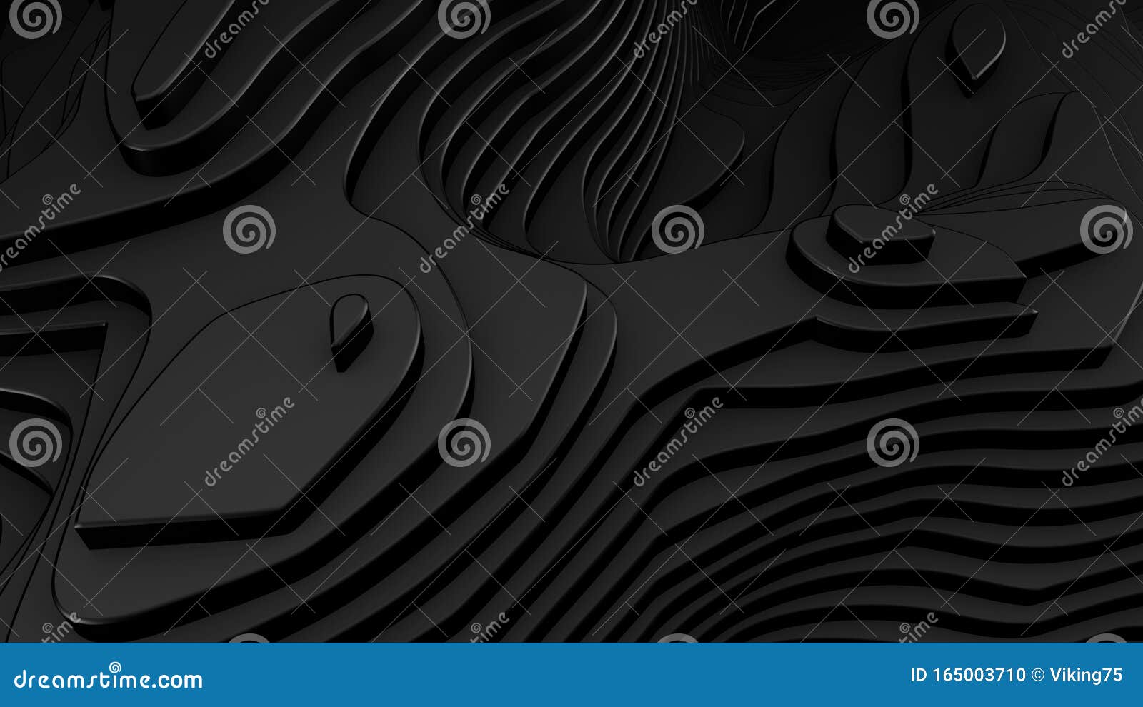 Abstract Black 3d Topography Map Background Stock Illustration ...