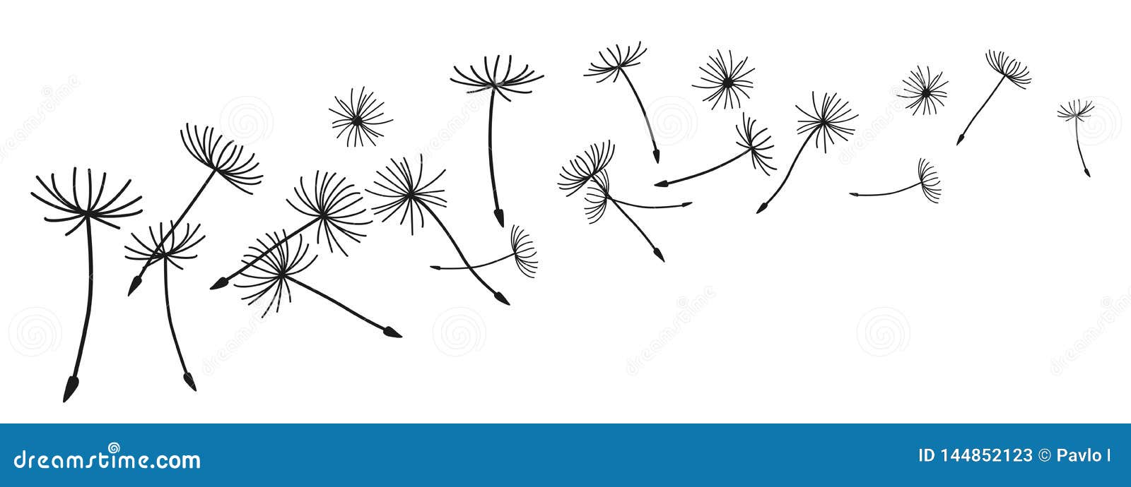 Abstract Black Dandelion, Flying Seeds of Dandelion - Vector Stock ...